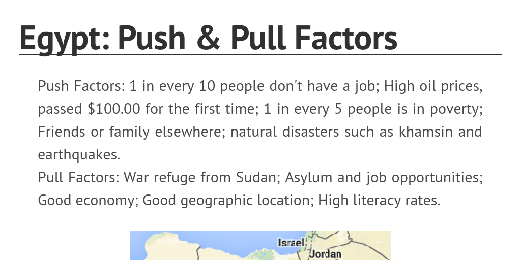 Egypt Push and Pull Factors by Gracci Facci - Infogram